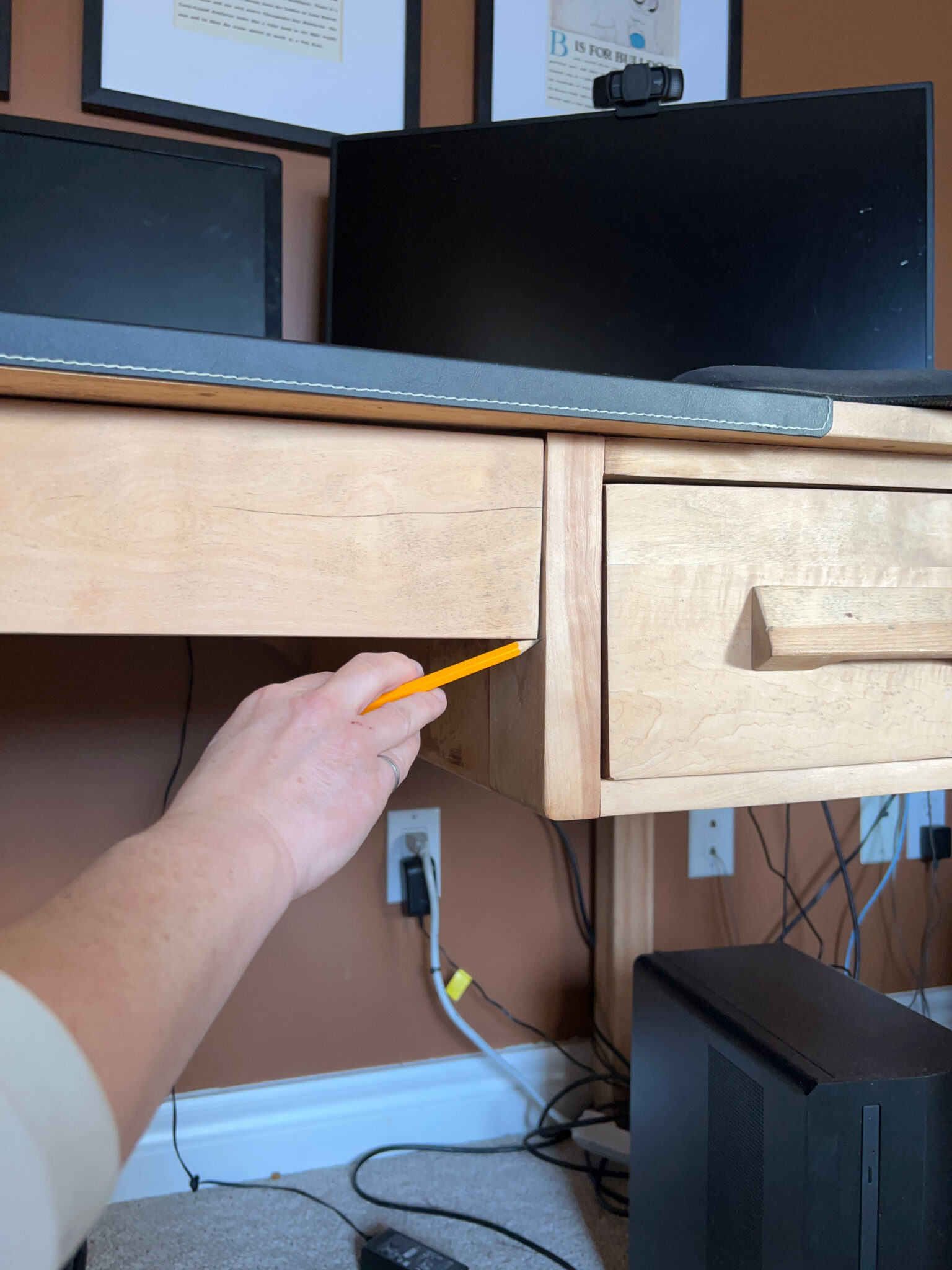 DIY Under Desk Keyboard Tray (in a Drawer!) - Erin Zubot Design