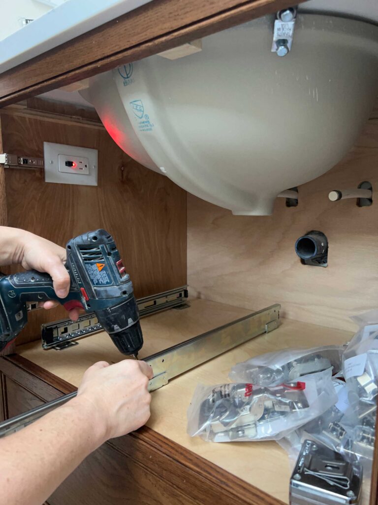 DIY Pull-Out Cabinet Organization for Hair Tools - Erin Zubot Design