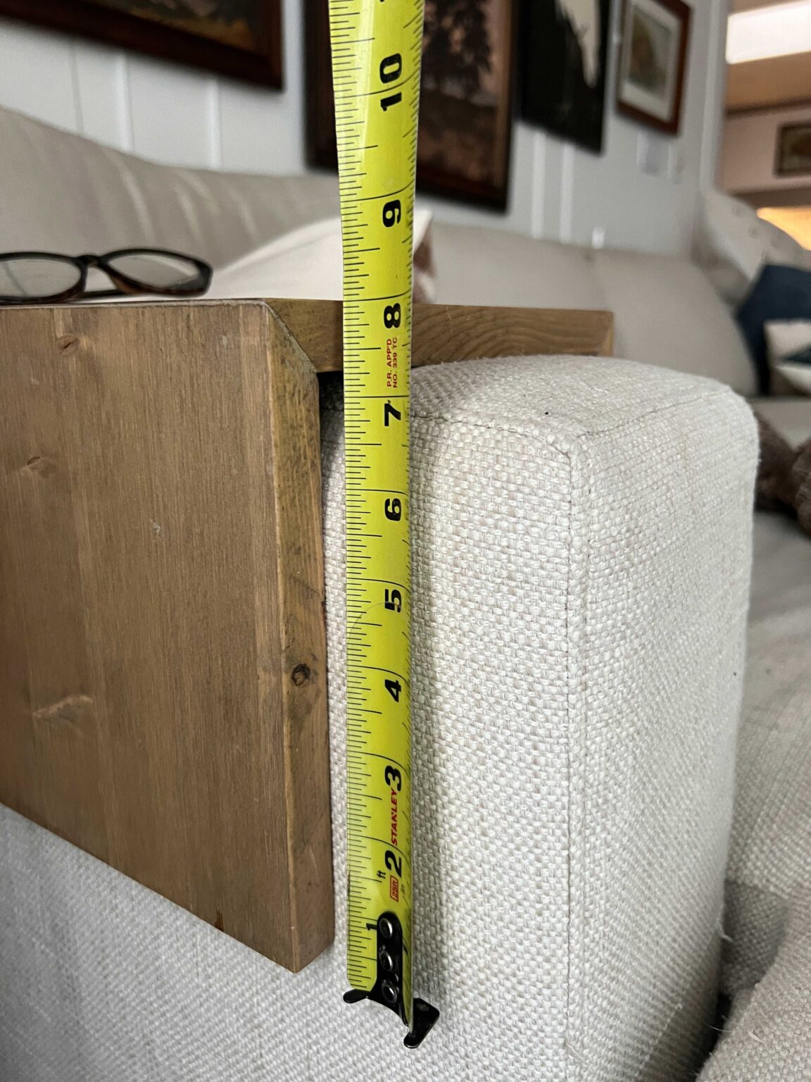 How to Build an Easy DIY Couch Armrest Table Tray - Erin Zubot Design